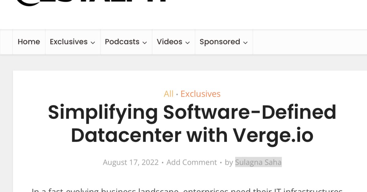 Gestalt IT writes about VergeIO's focus on simplicity - Verge.io