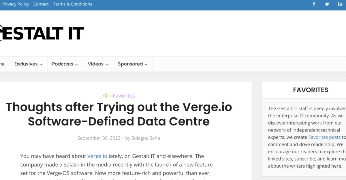 Gestalt IT references VergeIO as a replacement for VSphere - Verge.io